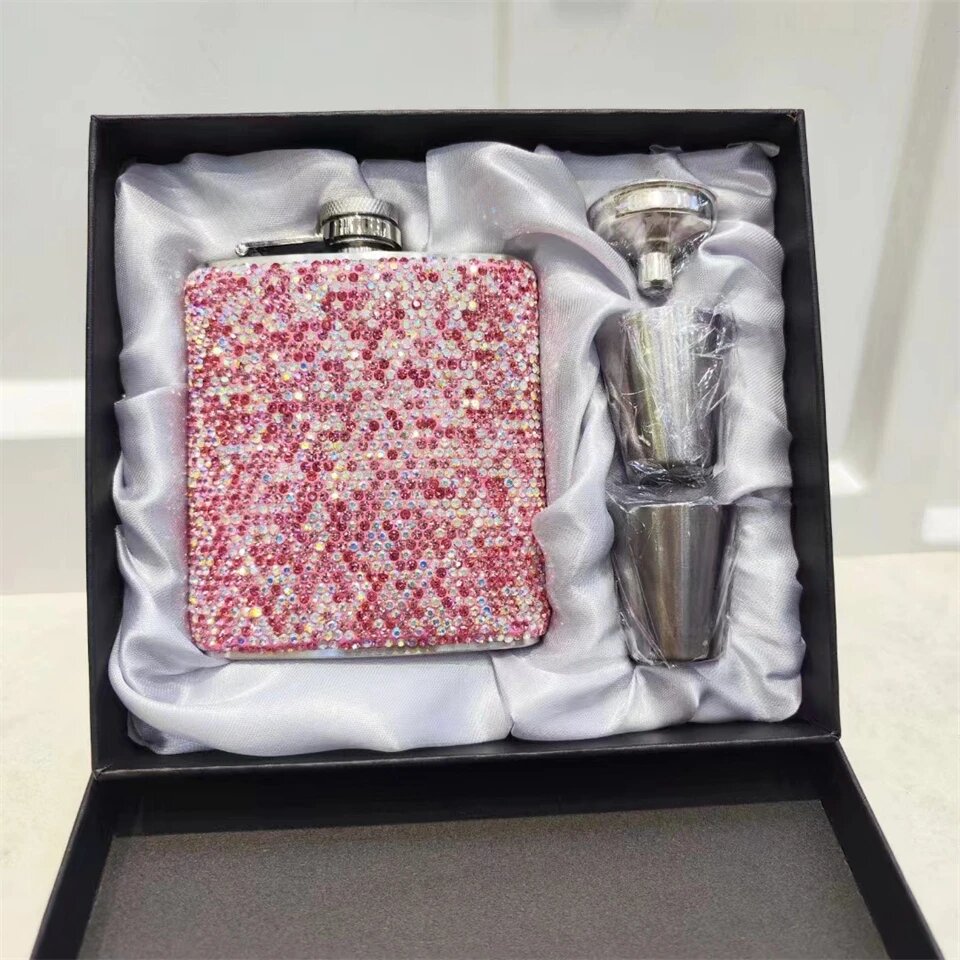 Фляга плоская, розовая, 7 унций, 4 шт.