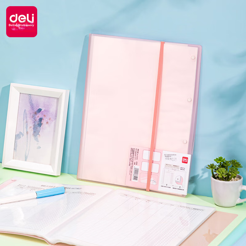 Deli A3/30-Page Document Folder, Exam Paper Organizer, File Holder, Medical Report Storage, Sheet Music Folder, Red, 72479