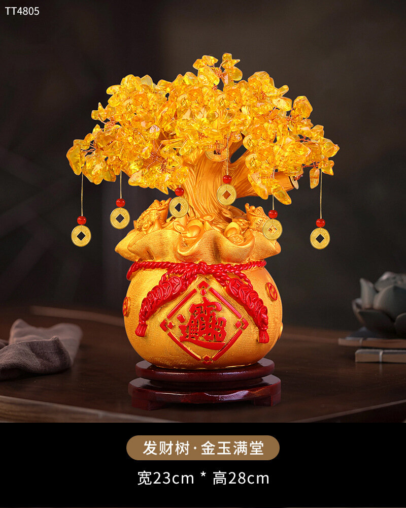 Желтый кристальный денежный дерево украшение для входа в гостиную, денежное дерево для декора винного шкафа, подарок на новоселье