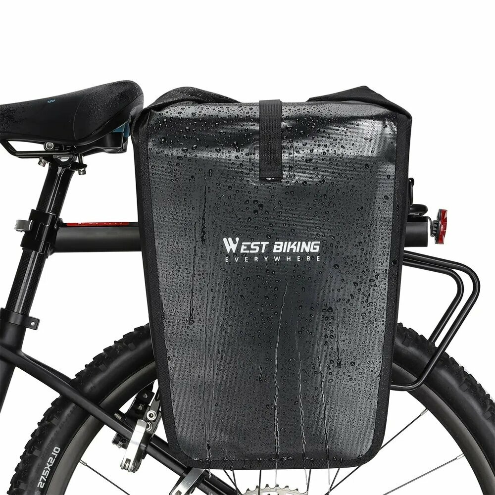 Велосипедная Сумка West biking, 25л, чёрный, ПВХ, всесезон, сетчатая, светоотражатели