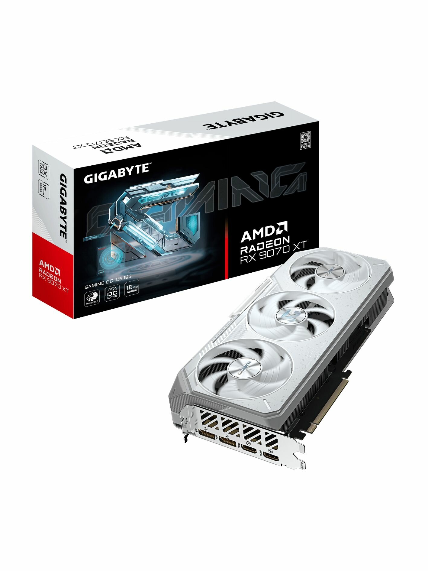 Видеокарта GIGABYTE Radeon RX 9070 XT Gaming OC Ice 16G (GV-R907XGAMINGOCICE-16GD)