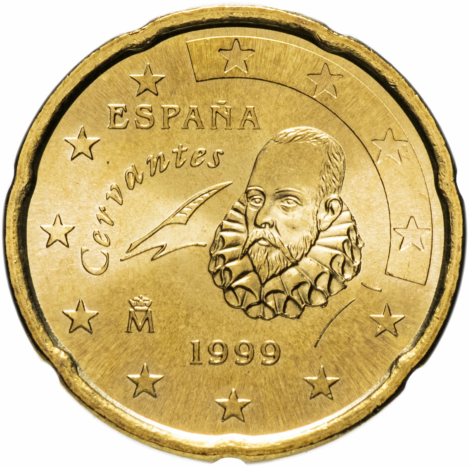 Испания 20 евроцентов cents 1999, Латунь, в сохранности UNC