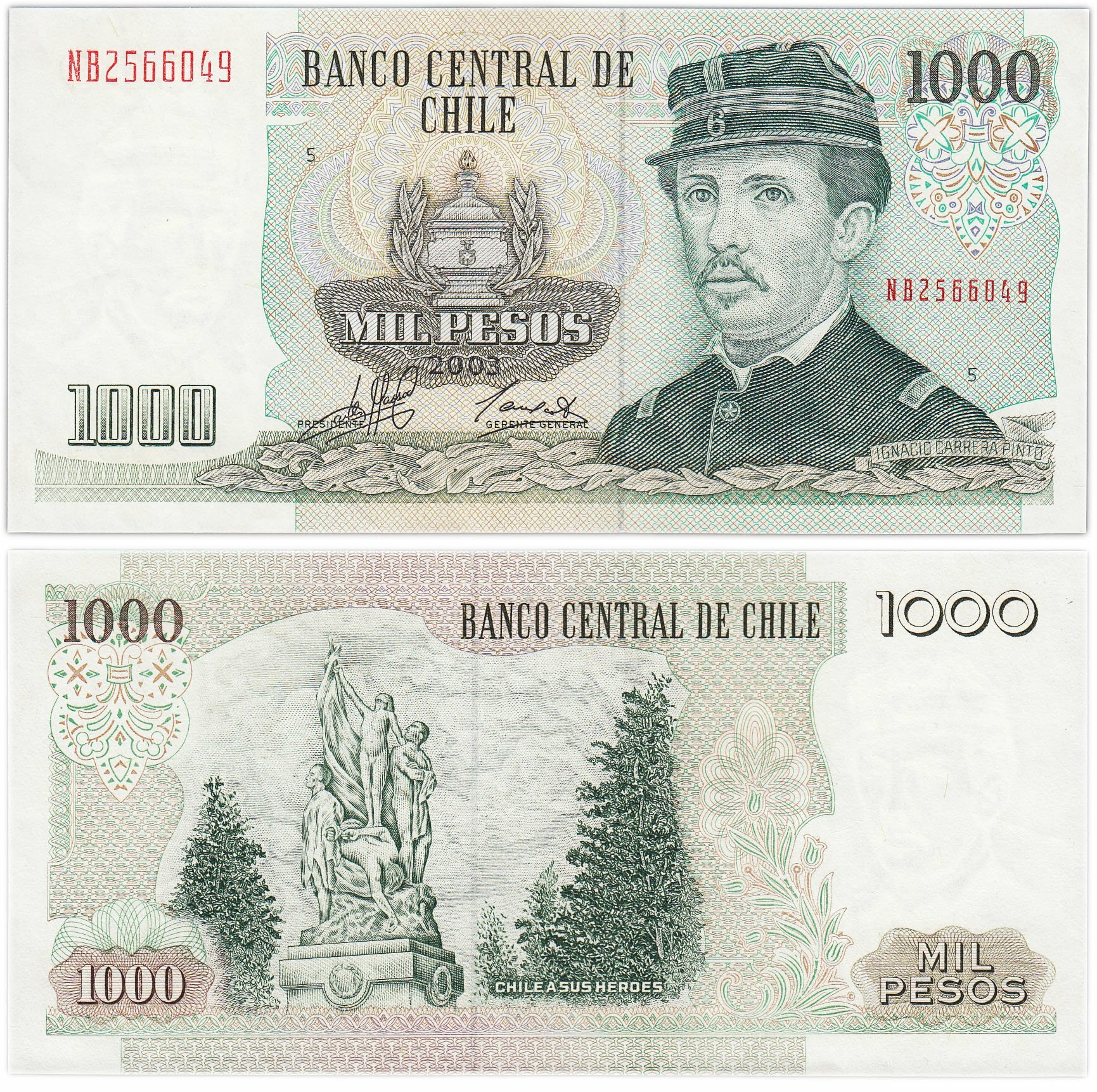 Чили 1000 песо 2003 Pick 154