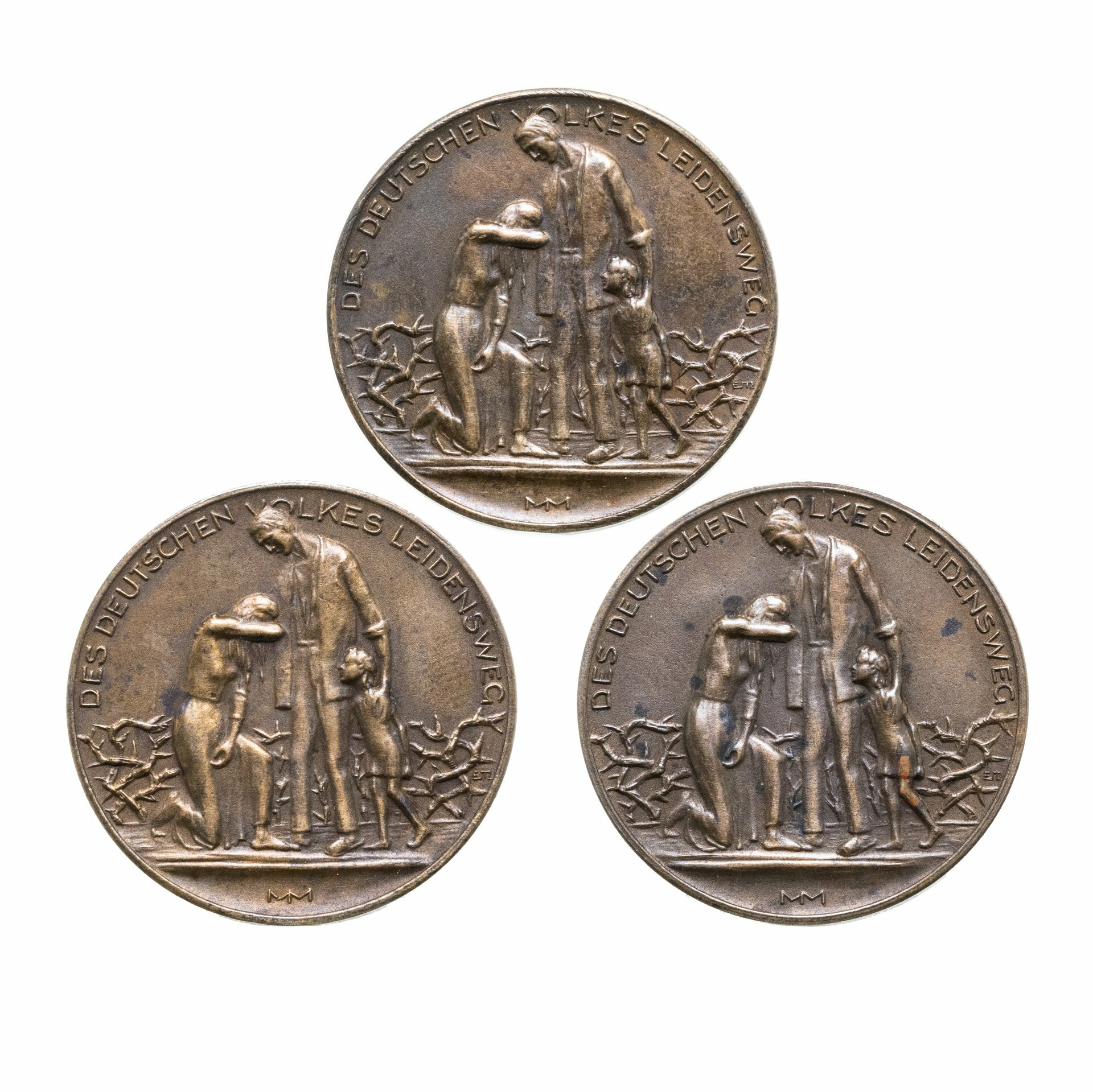 Германия набор из 3-х медалей периода гиперинфляции 1923 "Крестный путь немецкого народа" цены на хлеб, мясо и пиво