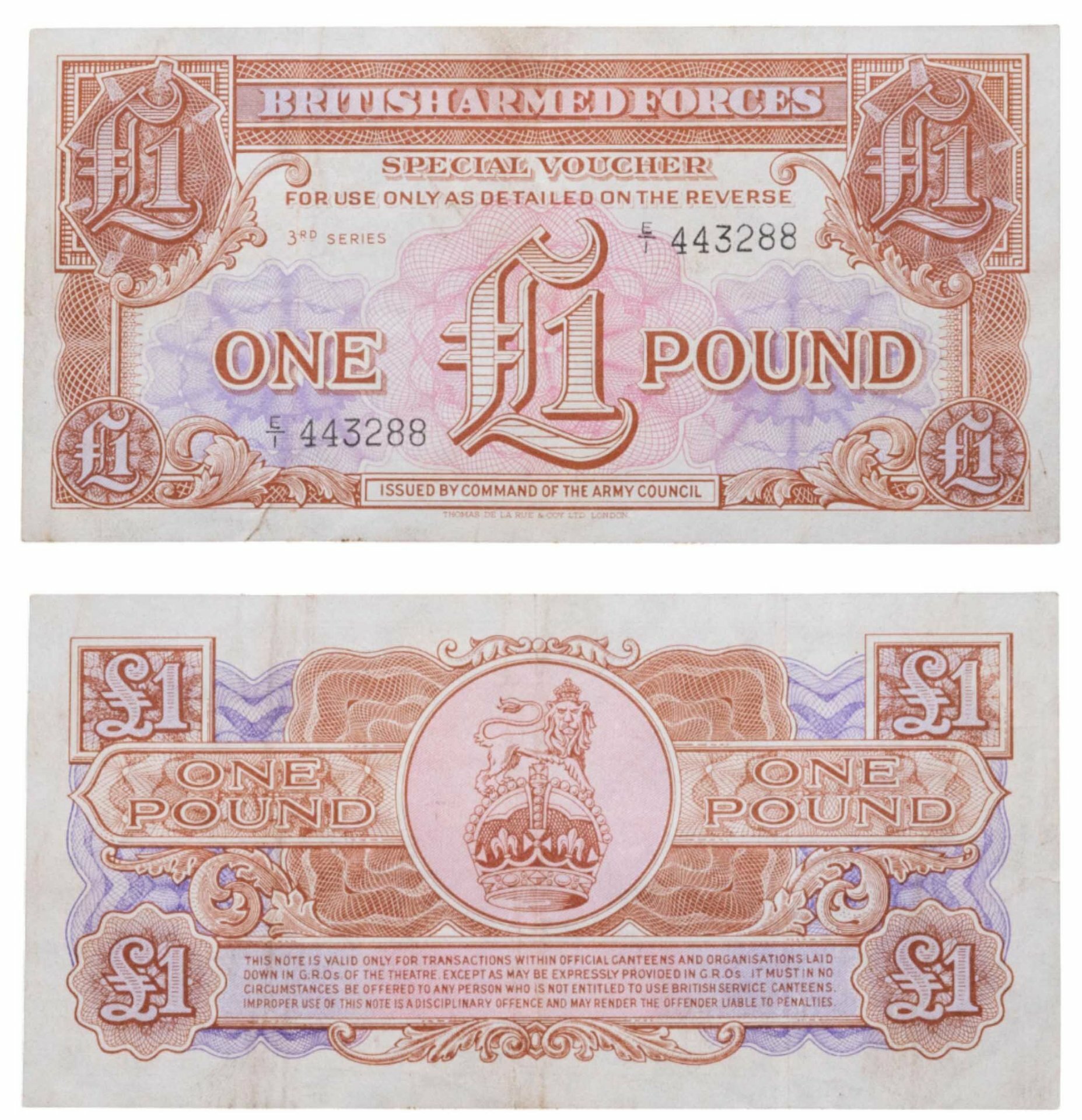 Великобритания 1 фунт 1948-1956 Военный ваучер