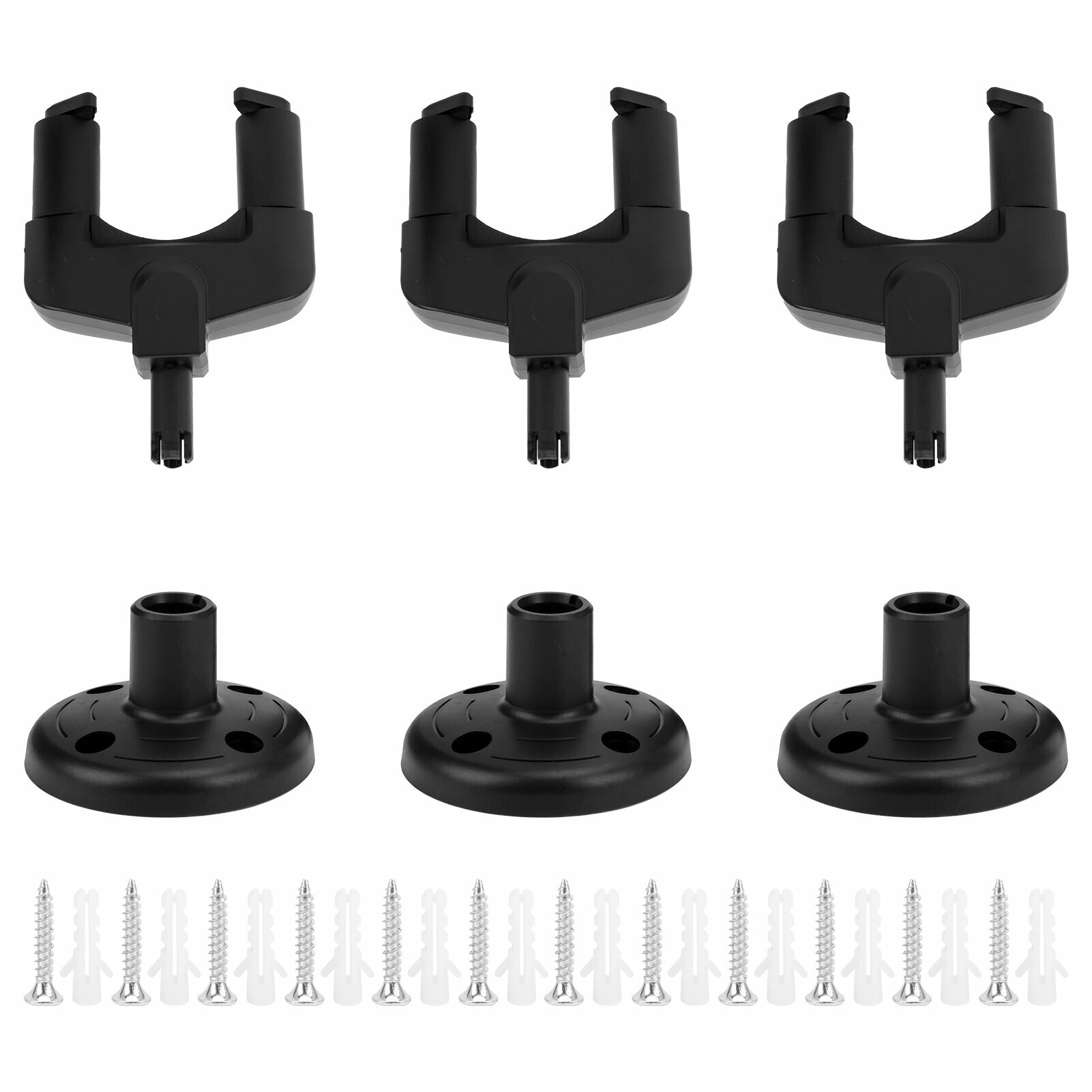 3Pcs Guitar Wall Hooks Plastic Black Universal Mounting Brackets Stands for Ukulele Bass