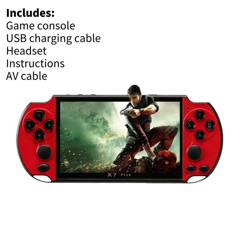 Портативная игровая консоль x7 plus с экраном hd 5.1 дюйма двойной джойстик psp рог рпг любителям ретро красный
