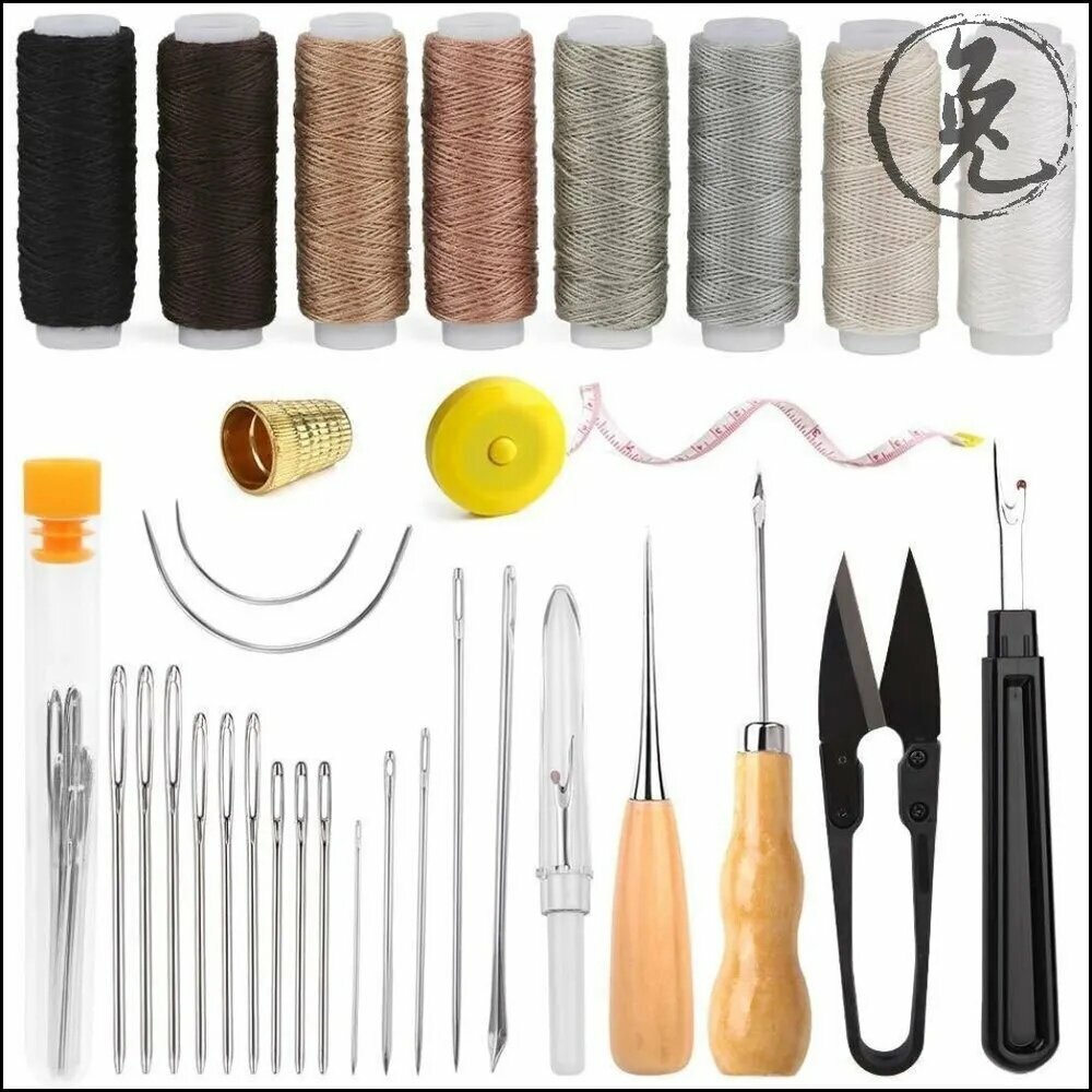 Эксклюзивный комплект для ремонта кожаных изделий, обуви и мебели, укомплектованный шилами, иглами и прочными нитями