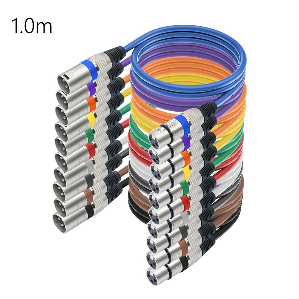 10 шт. XLR папа-мама кабель 1м, цвет: 1m 10Pcs