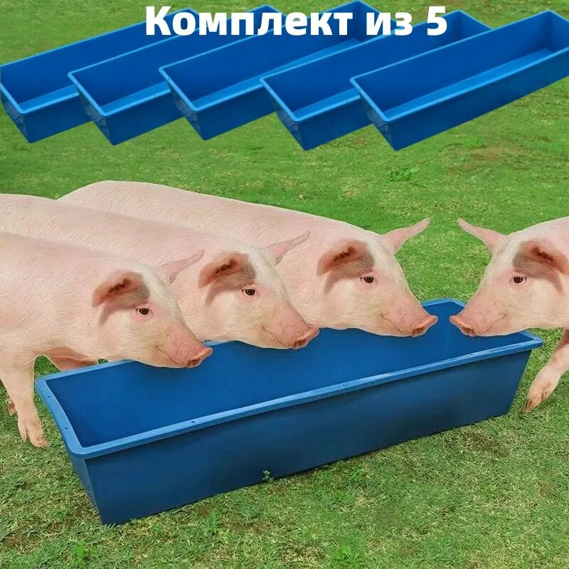 Пластиковая кормушка, поилка / для кормления свиней, лошадей, крупного рогатого скота, овец и другого домашнего скота, упаковка из 5 штук.