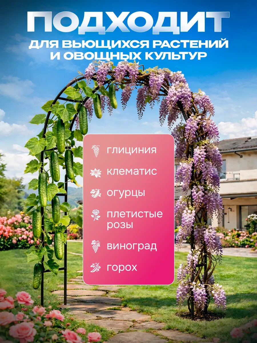 Арка садовая, опора для растений 240 см — фото 1