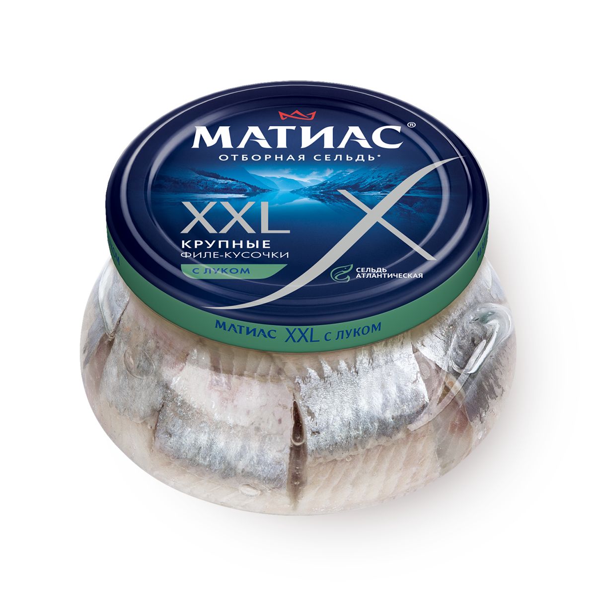 Сельдь Санта Бремор "Матиас", XXL, в масле, с луком, 260 грамм, 1 упак.