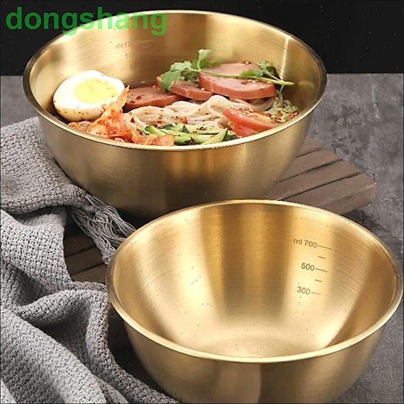Золотая миска stainless steel с градуировкой 300-700мл, для еды, бренда Dongshang, стильная посуда для кухни
