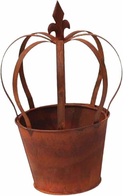 Винтажный металлический цветочный горшок в форме короны