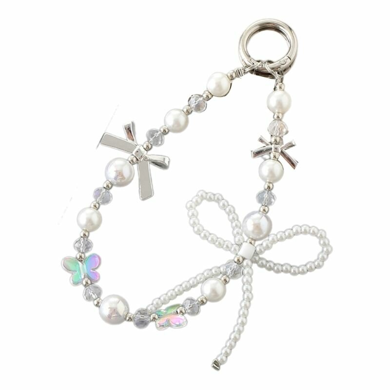 Жемчужный бант, вышитый бисером, подвеска для мобильного телефона, брелок ключей-Жемчужный бант