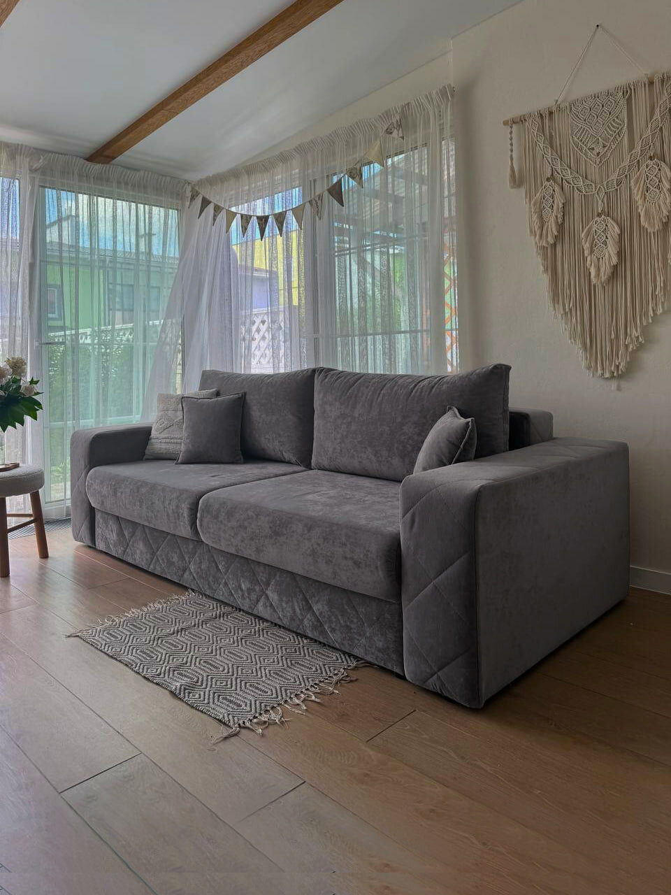 Прямой диван "Райли" Эконом плюс, 240x108x92 см "Нэндо", механизм Еврокнижка, Lamb Steel