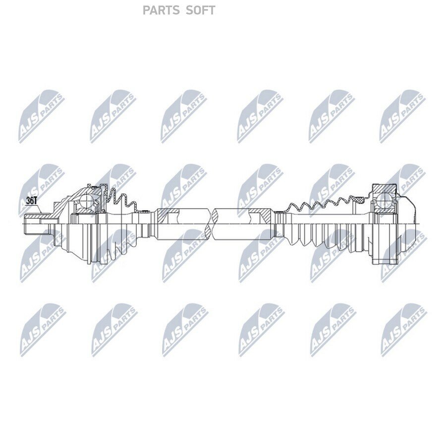 Полуось правая (МКПП, ДВС 1.6 102лс) VW GOLF V/VI, GOLF PLUS 07-13, AUDI A3 03-07, SKODA OCTAVIA II от официального дистрибьютора, NTY, артикул NPWVW059