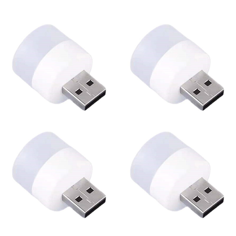 USB-лампы для автомобиля, мини-USB-лампы, светодиодные теплые лампочки, вставные ночники для салона автомобиля, 4 шт, теплый цвет света