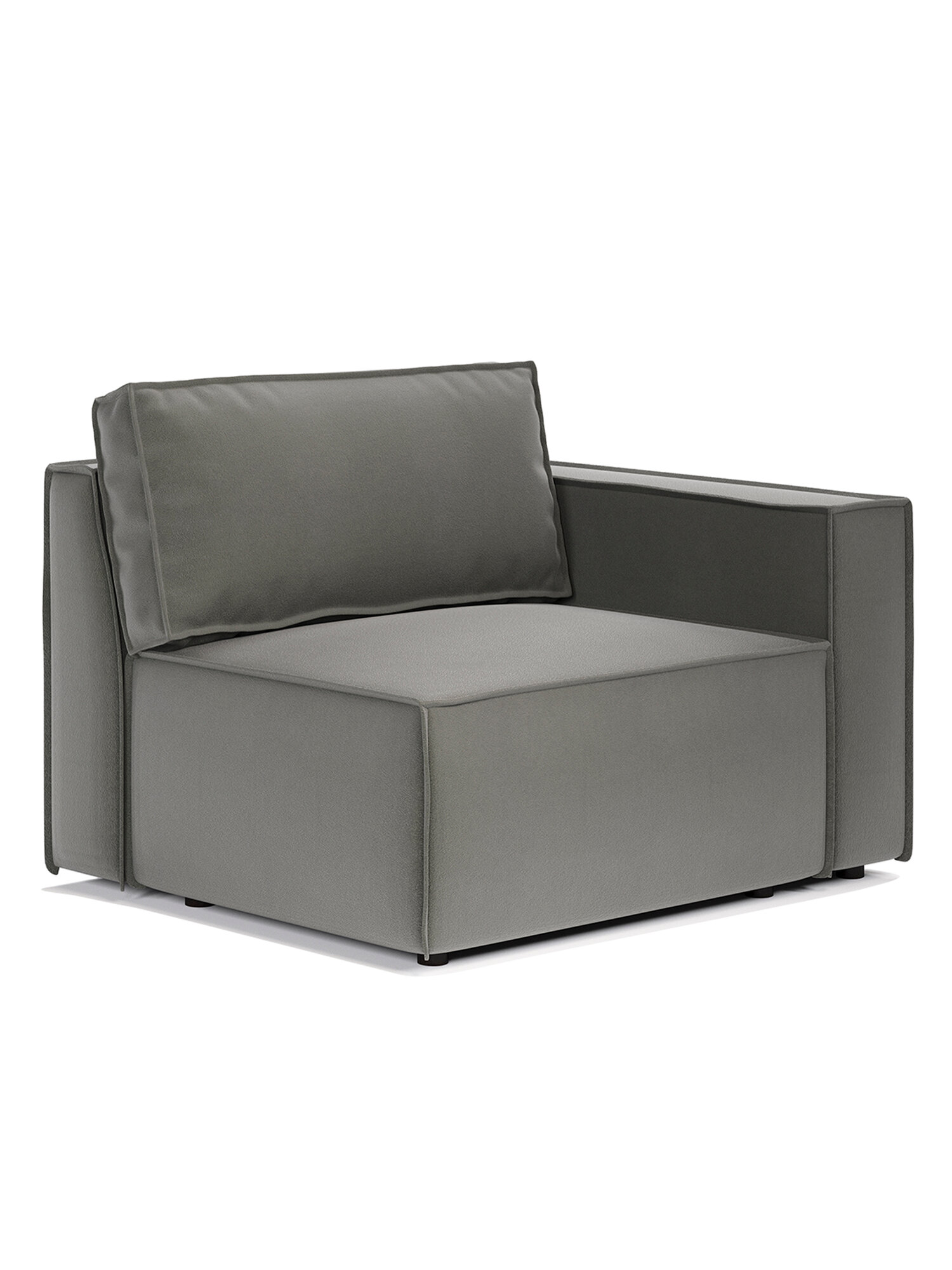 Диван модульный Шарм-Дизайн Шарм 25 Модуль-3, правый, велюр серый, 116х95х70 см