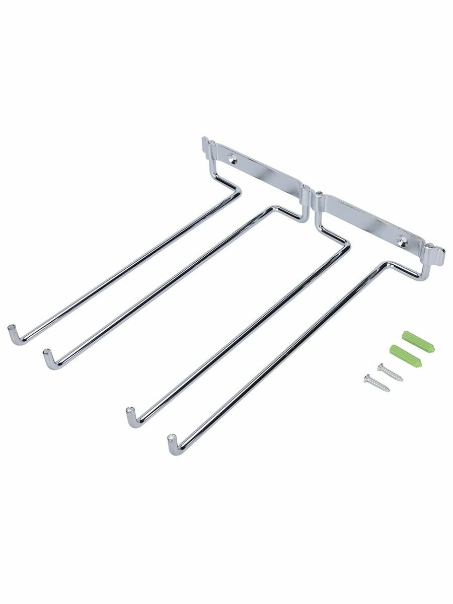 Двухрядный хромированный железный держатель для бокалов, настенная подставка для бокалов на 6-8 стаканов, простая установка и хранение