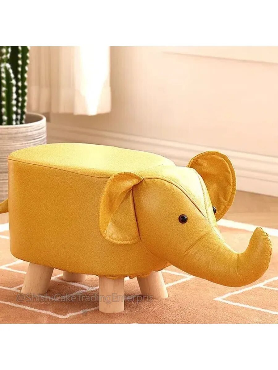 Пуф-животное "Слон", экокожа, желтый, деревянный каркас, наполнитель хлопок, 20×45×20 см