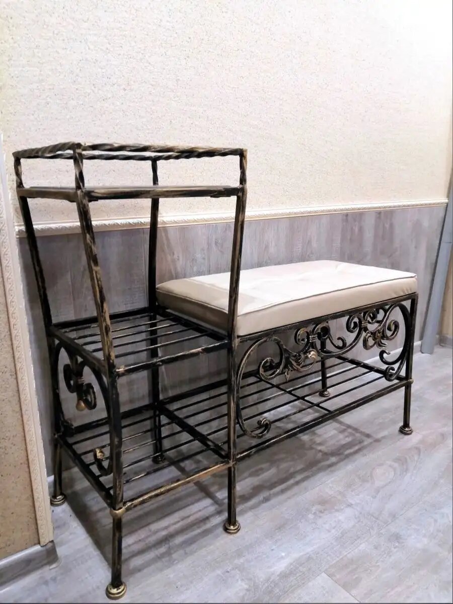 Кованая банкетка №17, Студия кованой мебели Нива, цвет античная бронза