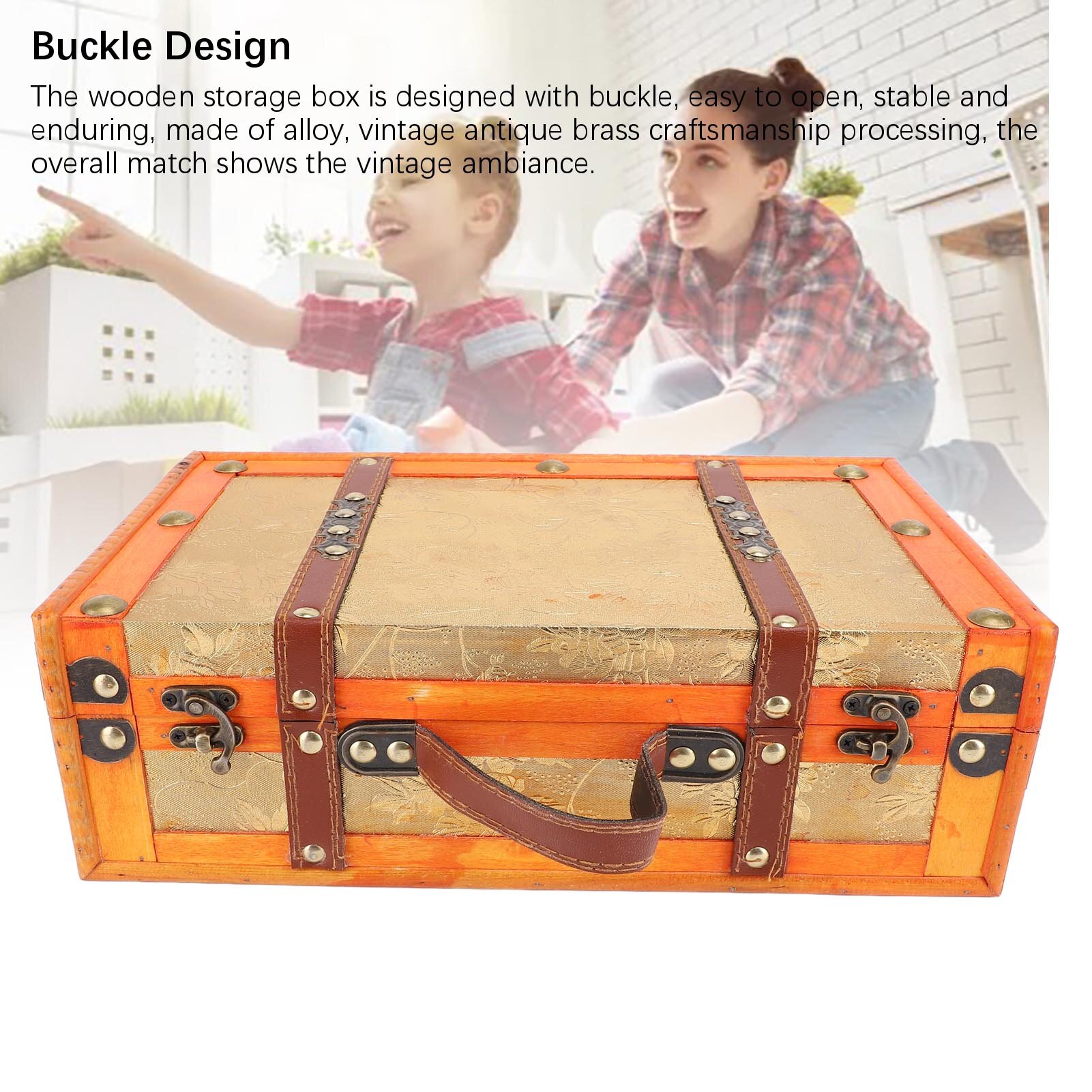 13,46x7,87x4,33 дюйма Винтажный чемодан Деревянный сундук Портативный декоративный чемодан для багажа для хранения домашних вещей Фотореквизит