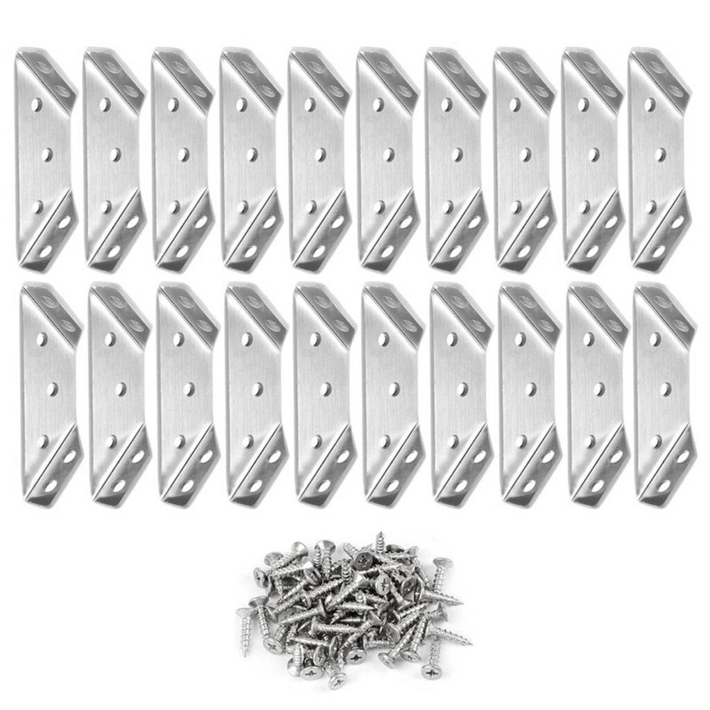 Упаковка из 20 Портативных Прочных Треугольных Монтажных Соединителей Угловые Кронштейны из нержавеющей стали для Усиления Мебели