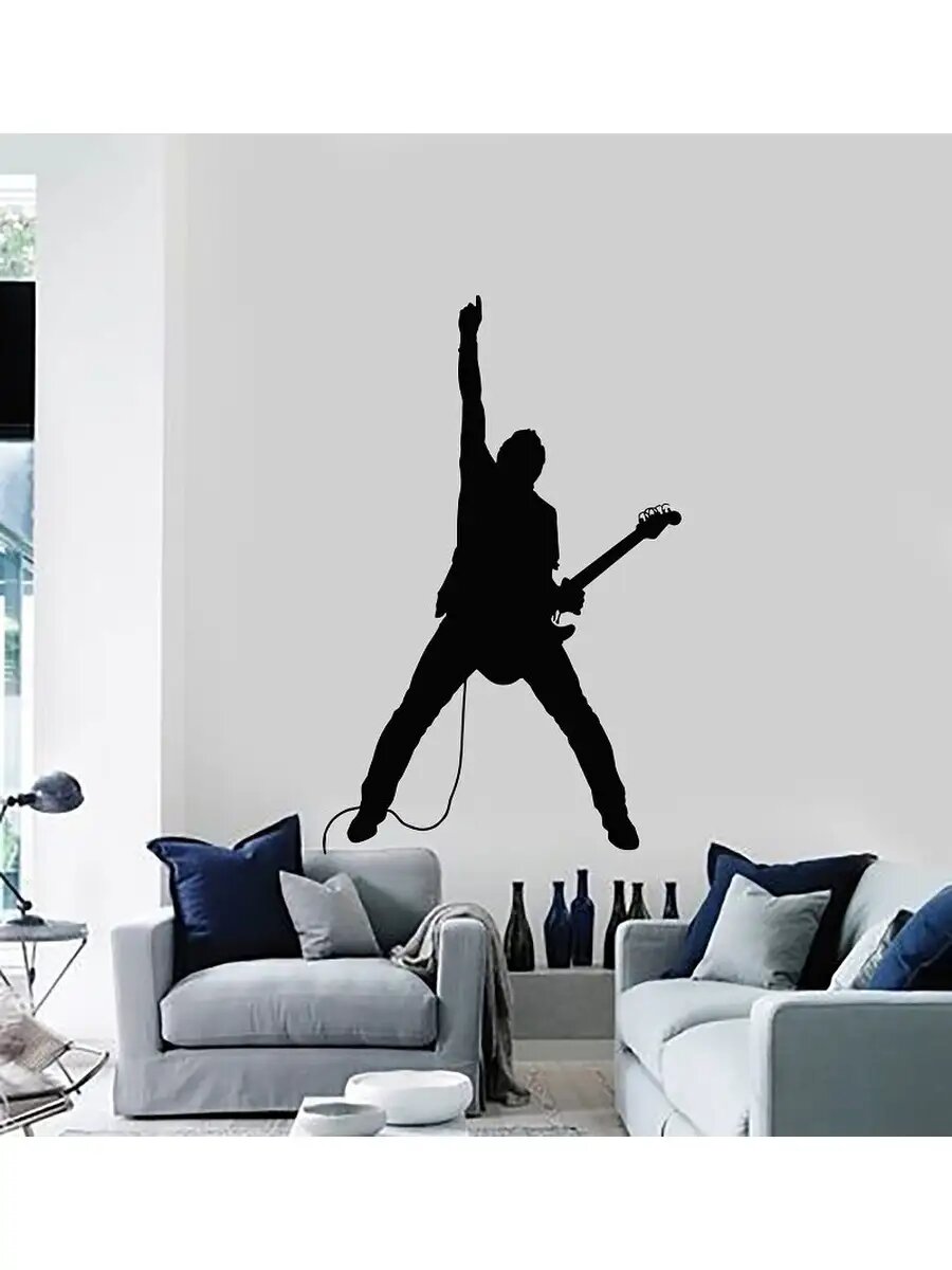 Наклейка на стену для декора интерьерная Музыкант с гитарой