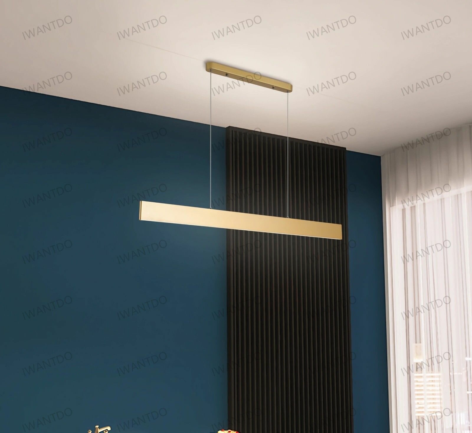 Столовая LED Подвесной светильник Диммируемая Дистанционное управление Современные Столом Люстры (Золото, L120cm)