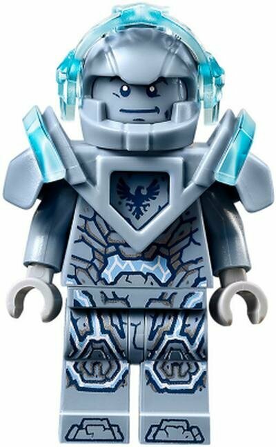Минифигурка Lego nex106 Clay Moorington - Sand Blue Helmet and Armor, Trans-Light Blue Visor (Stone Clay)