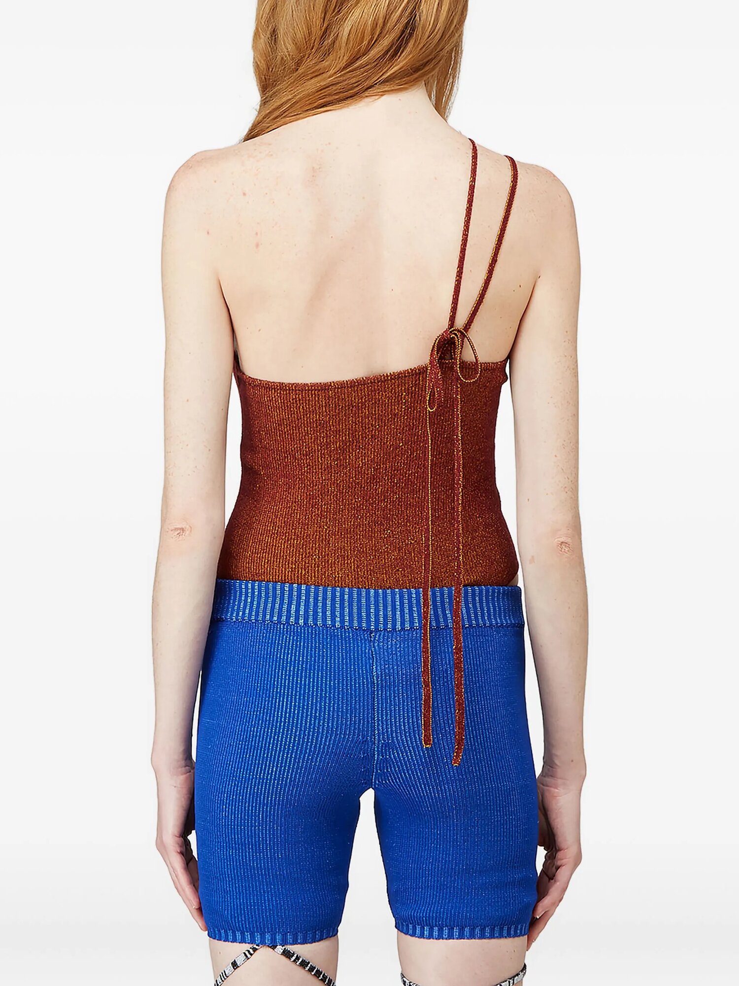 Топ ISA BOULDER One-shoulder ribbed tank top, размер M, brown — фото 1