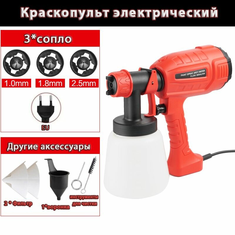 Краскопульт электрический для краски (800 Вт, 1000 мл)