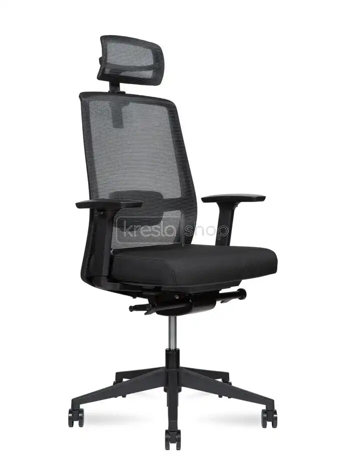 Кресло для персонала Norden Nova black UE-AHS black черная сетка, черная ткань, сиденье слайдер