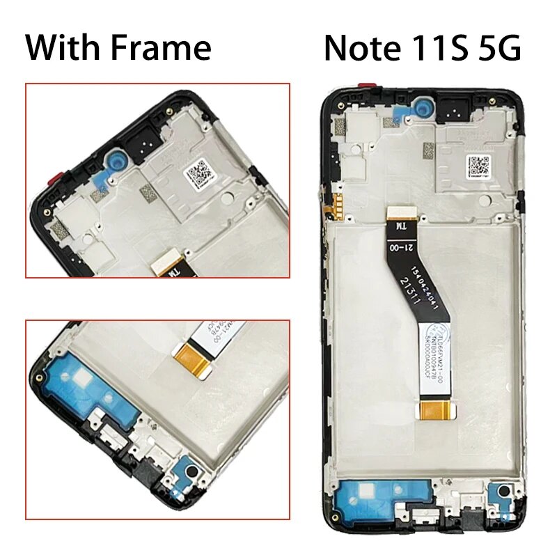 AMOLED дисплей для Xiaomi Redmi Note 11S 4G/5G LCD 22031116BG 2201117SG Note11S 5G WithFrame