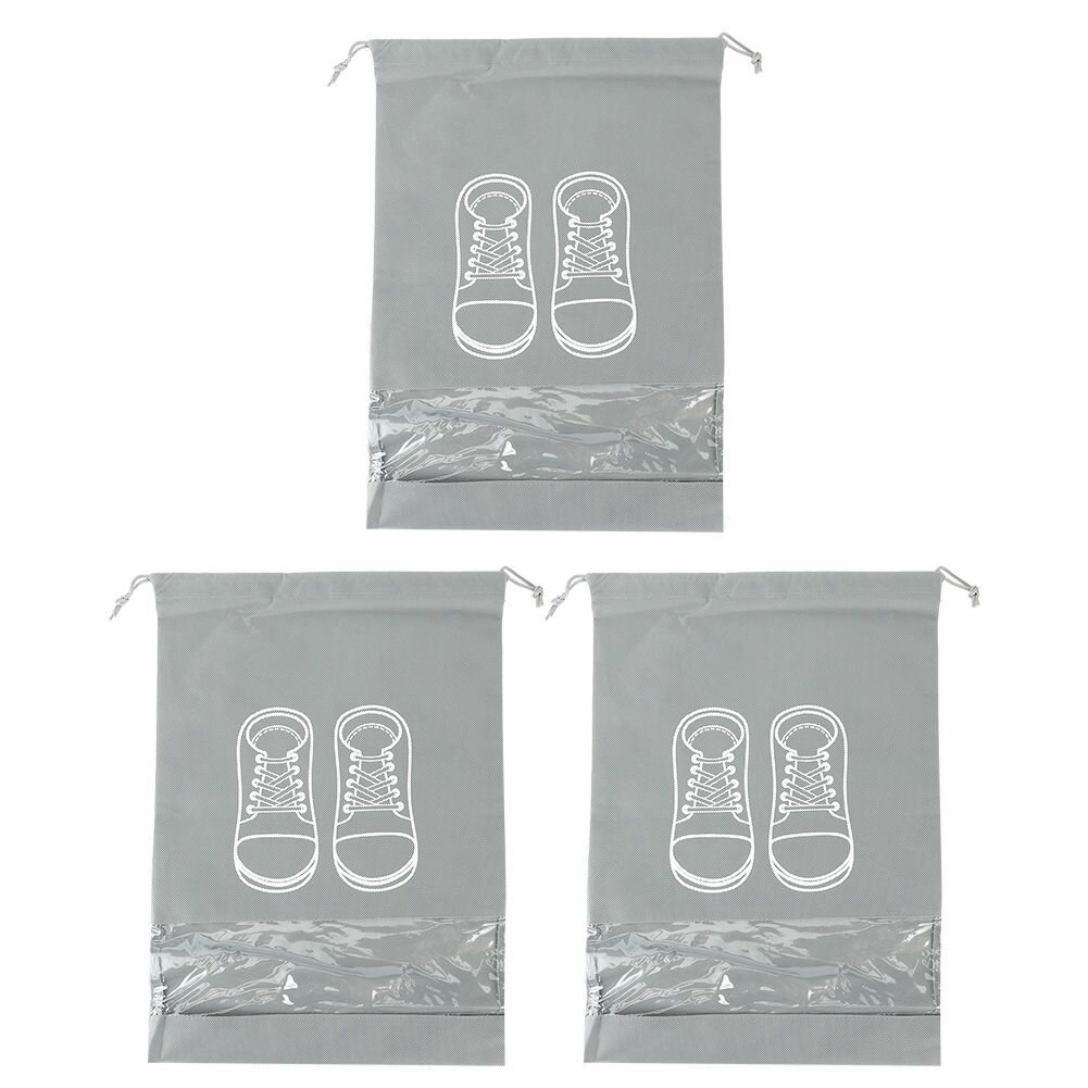 3 шт, сумка для хранения обуви из нетканого материала, дорожная пыленепроницаемая сумка для обуви для домашнего хранения (размер L с принтом)