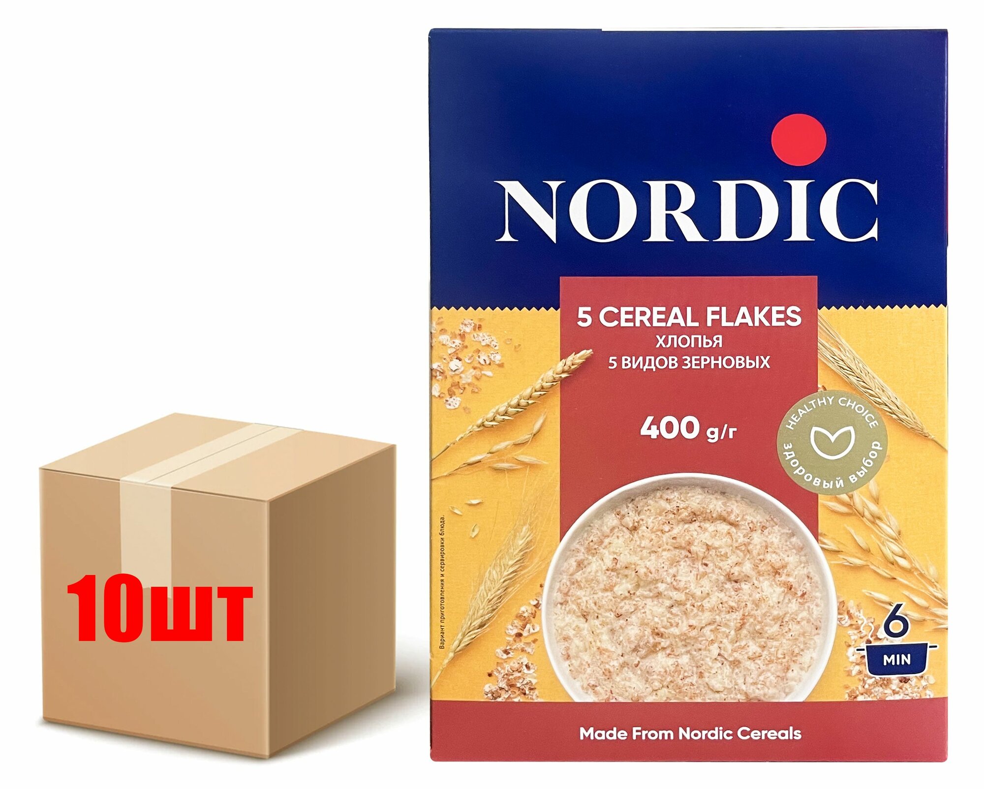 Nordic хлопья 5 видов зерновых, 400г х 10шт