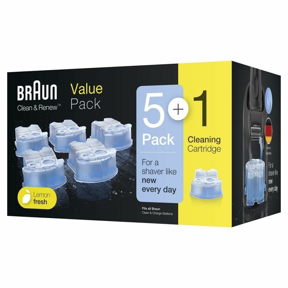 Картридж для бритв Braun Clean&Renew CCR 5+1, для станций очистки и подзарядки, с ароматом лимона, комплект 6 шт