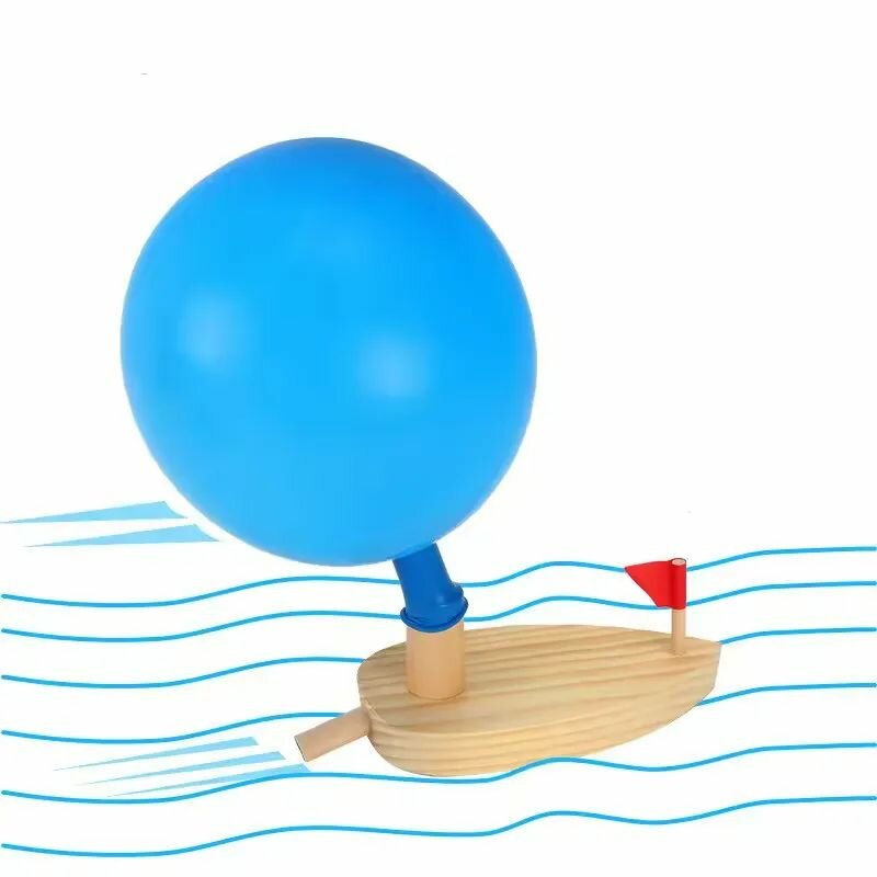 Деревянная лодка, приводимая в движение воздушными шарами, Игрушка для ванной корабль