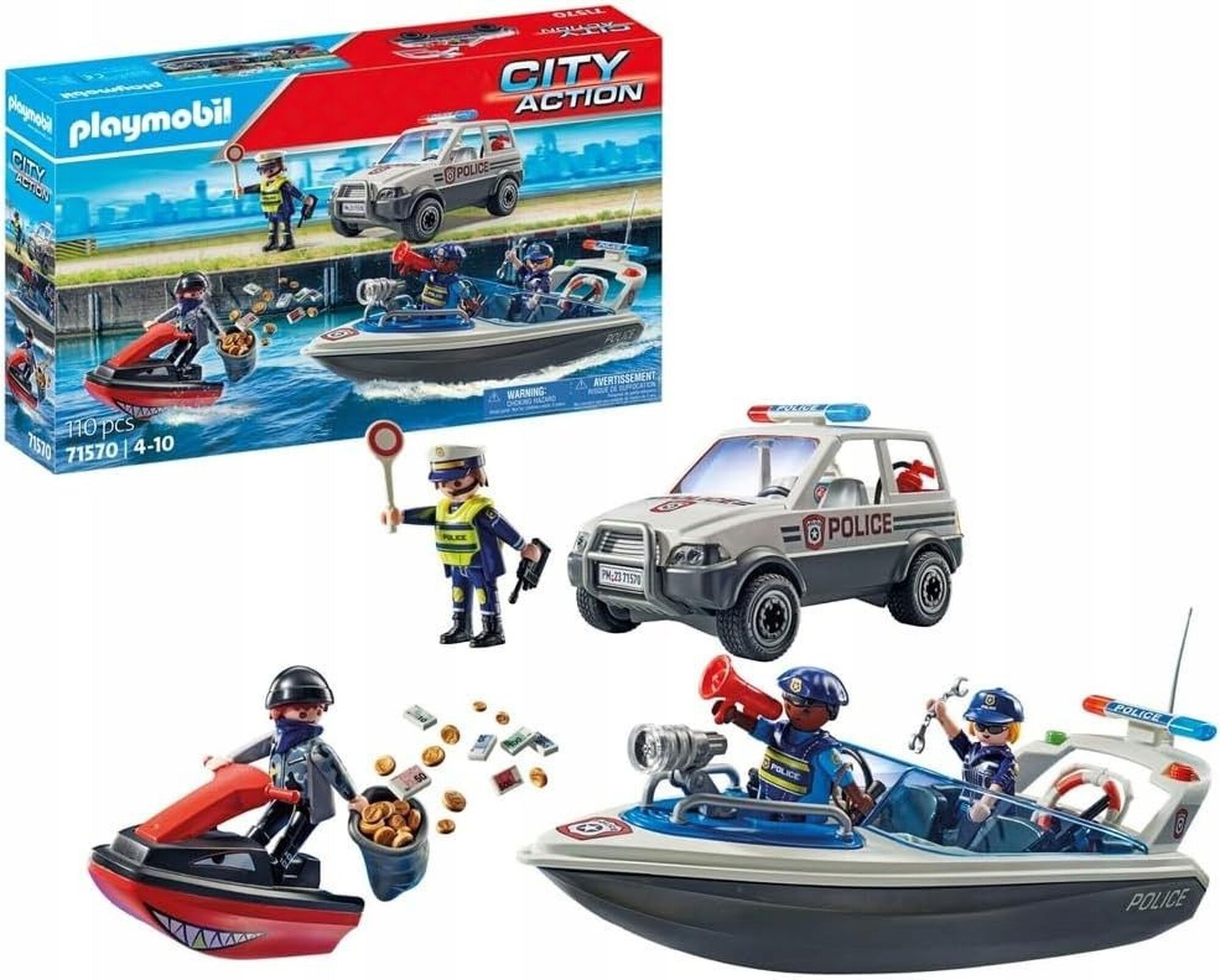 Конструктор Playmobil City Action - Городская полицейская погоня на воде - Плеймобиль 71570