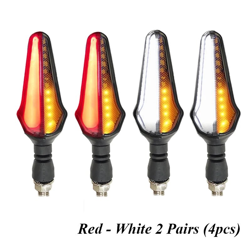 Мотоциклетные светодиодные указатели поворота 10 мм, поворотники из АБС-пластика, стробоскопическая лампа 12 В, универсальная для Suzuki SV400 650X GSX 650F DCL 250 V-Strom 250 Красный, Red-White