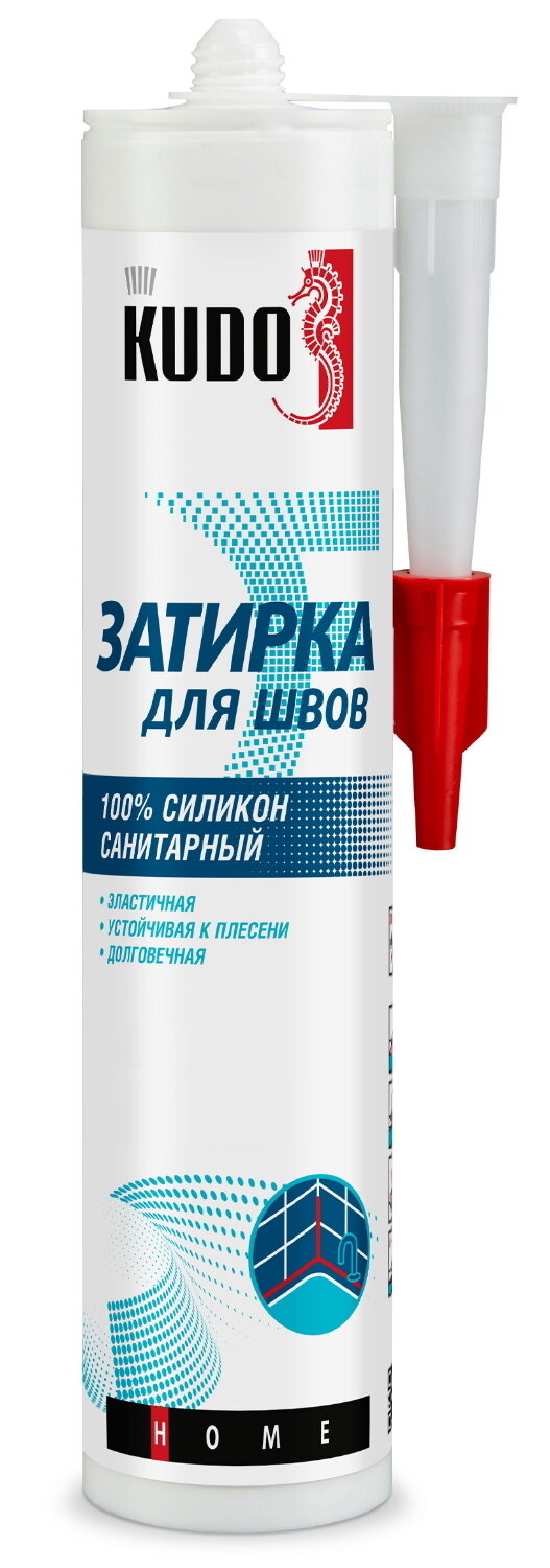 Герметик силиконовый Kudo / Кудо HOME KSK-161 Затирка для швов, санитарный, белый, 280мл / строительство и ремонт