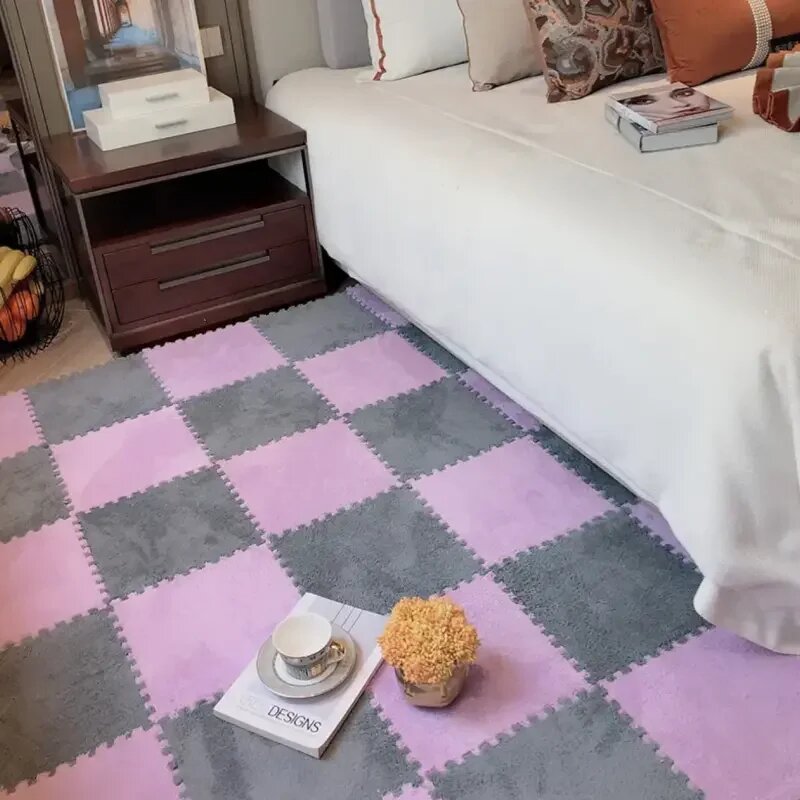 Плюшевые коврики-пазлы из пенополиэтилена для детей 12Pcs, Grey-Purple