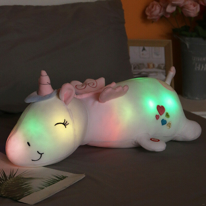 Luminous unicorn gift plush toy large shortpile stuffed animal for kids bedroom