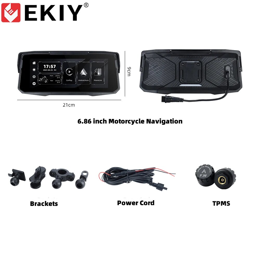 EKIY Wireless CarPlay Moto Android Auto Портативная цифровая приборная панель мотоцикла GPS M12-TP