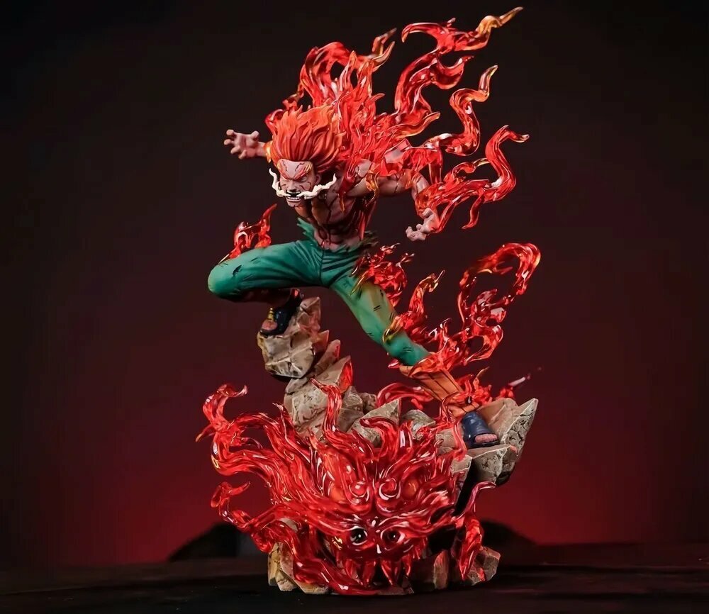 KNOW EASY-Аниме Наруто Врата Бог Ночи Гай Майто Гай Светящаяся Фигурка 26cm