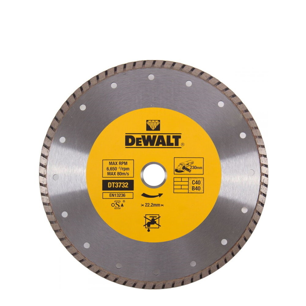 Диск алмазный отрезной DEWALT DT3732 Turbo (230 x 22.2 мм) для угловой шлифмашины