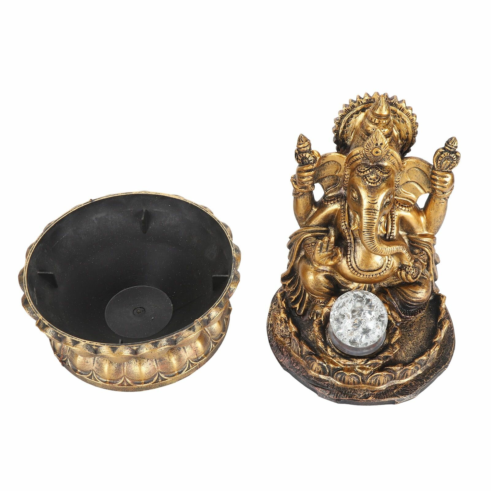 Декоративный фонтан из смолы с подсветкой LED, увеличивает влажность воздуха, для рабочего стола, 29x20.5x20.5 см, с Буддой из Таиланда