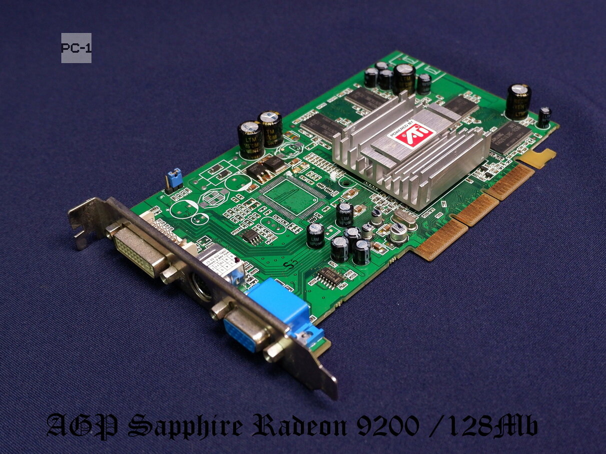 128Mb Видеокарта AGP x8 AMD ATI Sapphire Radeon 9200 P/N 1024-9C13-05-SA 64bit DVI VGA TV-Out Silent