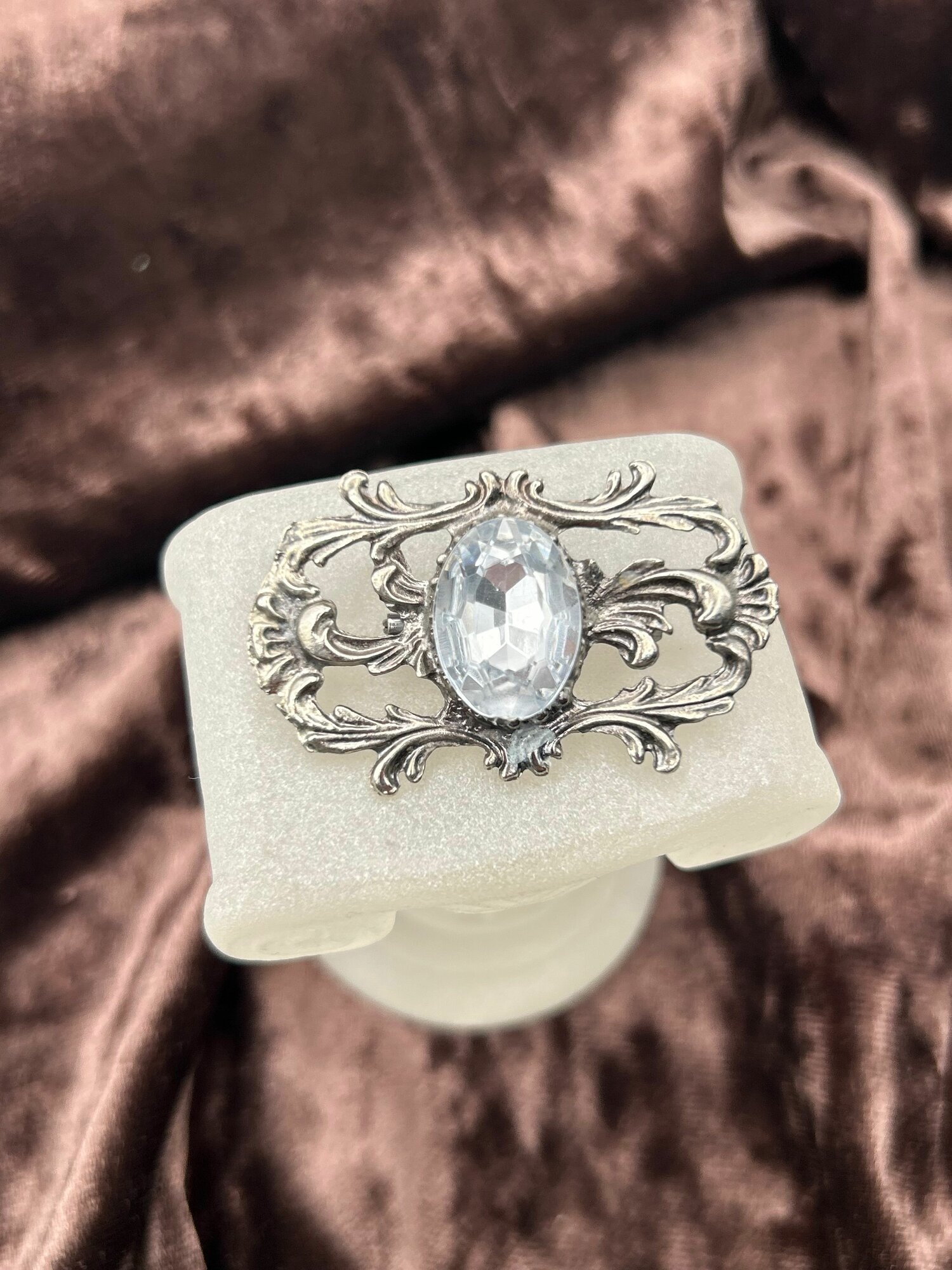 Винтажная ажурная брошь, ювелирное стекло